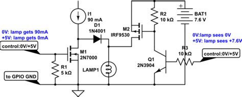 Nmos Using Mosfets Controlled By Gpio Pins To Switch Between Two