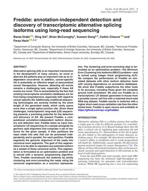 Pdf Freddie Annotation Independent Detection And Discovery Of Transcriptomic Alternative