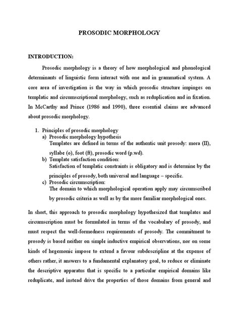Prosodic Morphology Pdf Syllable Morphology Linguistics