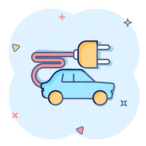 Icône De Voiture électrique Dans Le Style Comique Illustration