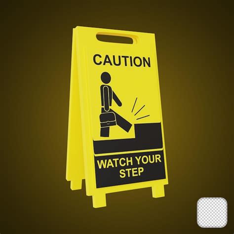 Premium Psd Watch Your Step Safety Sign 3d Illustration