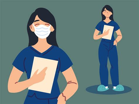 Woman Nurse Using Face Mask And Uniform 2686128 Vector Art At Vecteezy