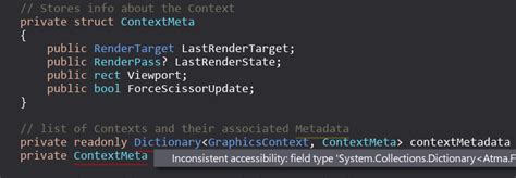 BUG Inconsistent Accessibility Field Type Struct Defined In