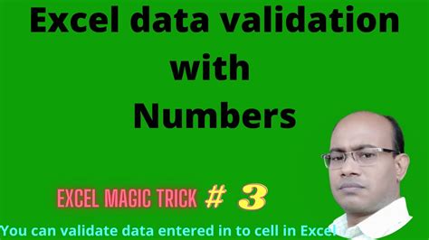 ms excel data validation with numbers youtube
