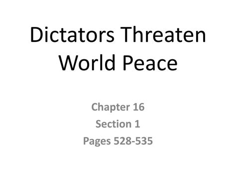 PPT Dictators Threaten World Peace PowerPoint Presentation Free