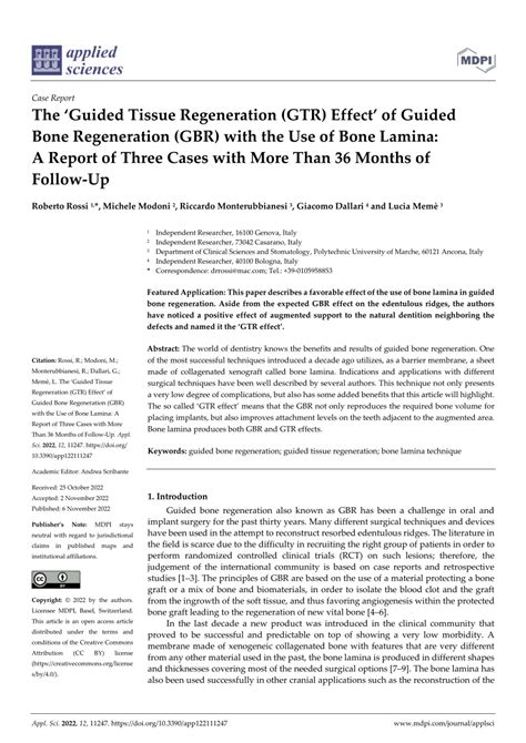Pdf The ‘guided Tissue Regeneration Gtr Effect Of Guided Bone Regeneration Gbr With The