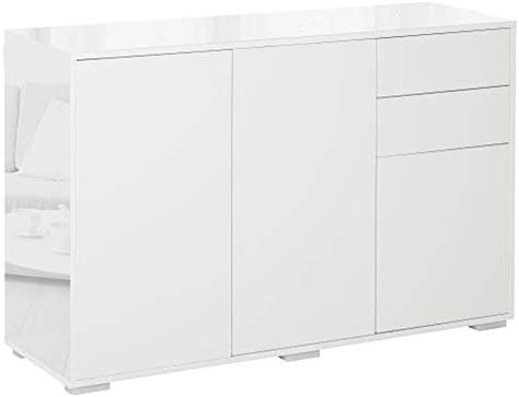 HOMCOM High Gloss Frame Sideboard Side Cabinet Push Open Design With 2 Drawer For Living Room