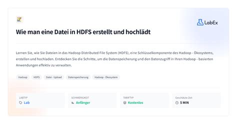 Wie Man Eine Datei In Hdfs Erstellt Und Hochlädt Labex