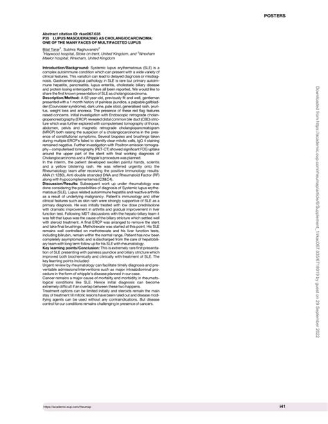 Pdf P35 Lupus Masquerading As Cholangiocarcinoma One Of The Many