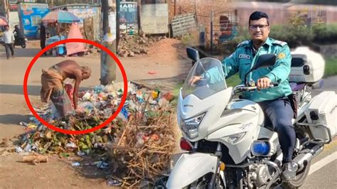 ডাস্টবিন থেকে তুলে নিয়ে লোকটিকে হোটেলের বিরিয়ানি খাওয়ালেন পুলিশ