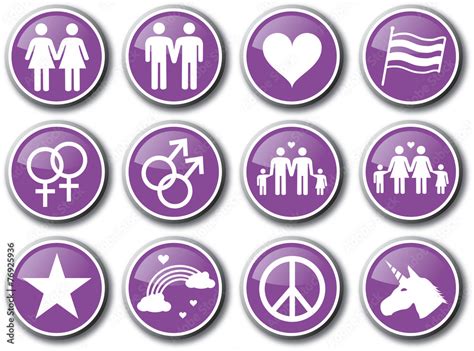 Gay Homosexuality Purple Icon Set Stock Vector Adobe Stock
