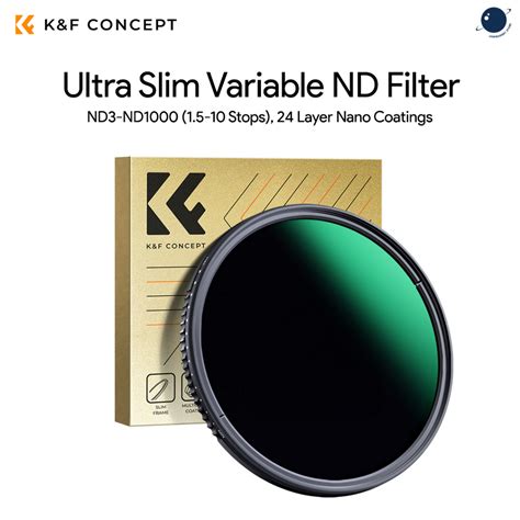 Kandf 49 82mm Ultra Slim Variable Nd Filter Nd3 Nd1000 1 5 10 Stops 24