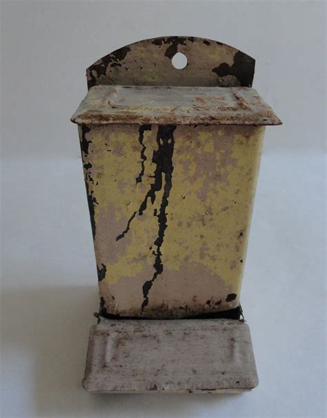 Primitive Match Tin Wall Mounted Wonderfully Chippy Haute Juice