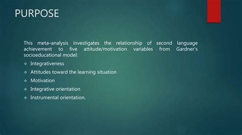 Attitudes Motivation And Second Language Learning Pptx Education