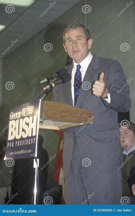 George W Bush Speaking From Podium At Campaign Rally Londonderry Nh