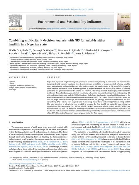 Pdf Combining Multicriteria Decision Analysis With Gis For Suitably Siting Landfills In A