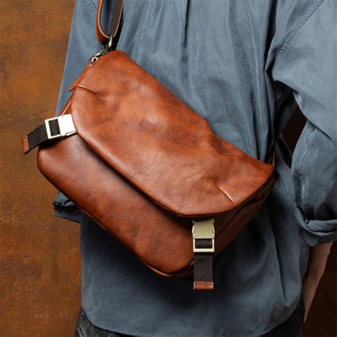 Brown Leather Crossbody Bag For Men Stylish Shoulder Bag Men For