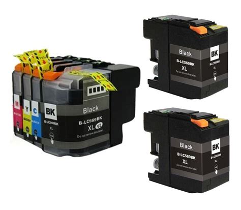 Brother LC569XL / LC565XL / 569 / 565 Set + 2 Extra Black- Compatible ...