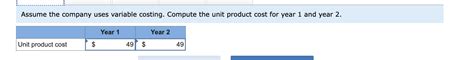 Solved Assume The Company Uses Absorption Costing Compute Chegg