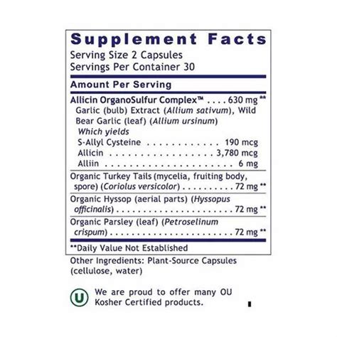 Allicidin Allicin Complex Formula Premier Research Labs