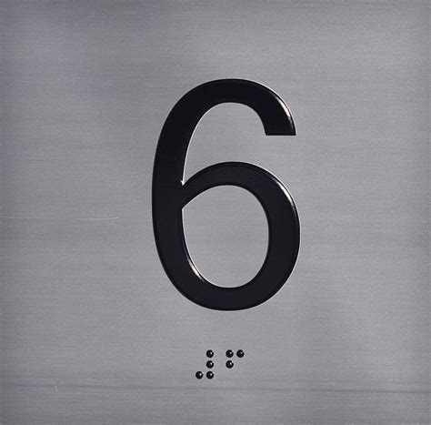 6th Floor Elevator Jamb Plate Sign With Braille And Raised Number
