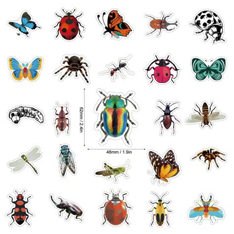 120pcs Insect Stickers Vinyl Aesthetics Stickers For Scrapbooking