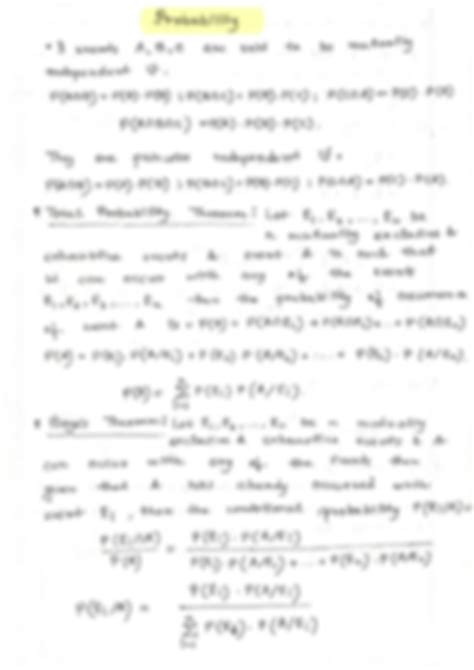 SOLUTION Mathematics Chapter Probability Detailed Handwritten Notes