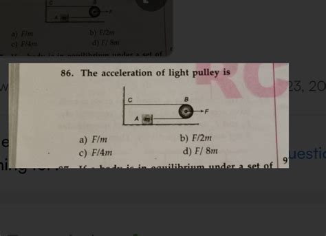 The Acceleration Of The Light Pulley System Shown In The Diagram Is N N