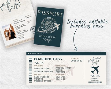 Editable Passport Invitation Template Custom Passport Template Wedding