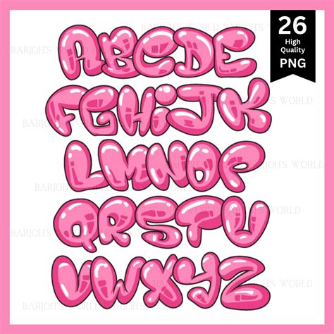 Pink Bubblegum Graffiti Svg Letters Svg Files Png Files Alphabet