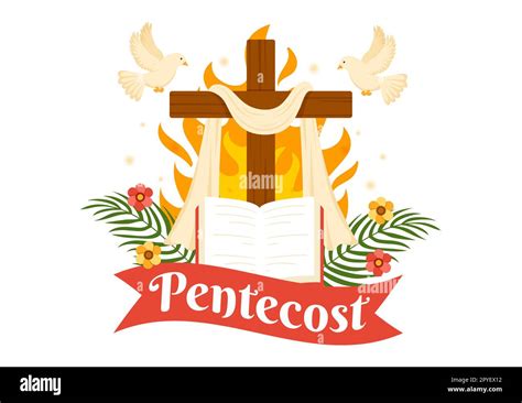Ilustración Del Domingo De Pentecostés Con La Llama Y La Paloma Del