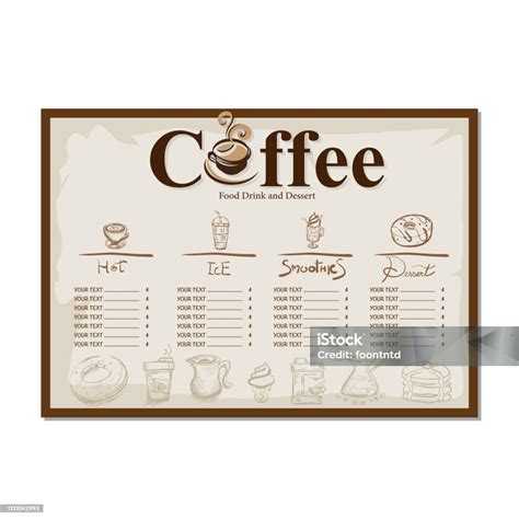 Menu Kedai Kopi Kafe Restoran Template Desain Tangan Menggambar Grafis