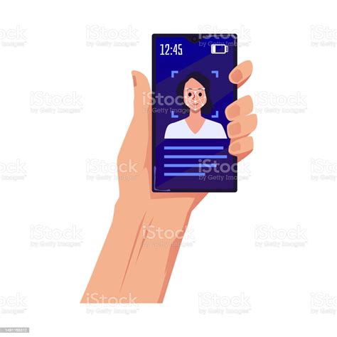 Vector Illustration Of The Hand With The Mobile Phone Shows The Authorization Program By The