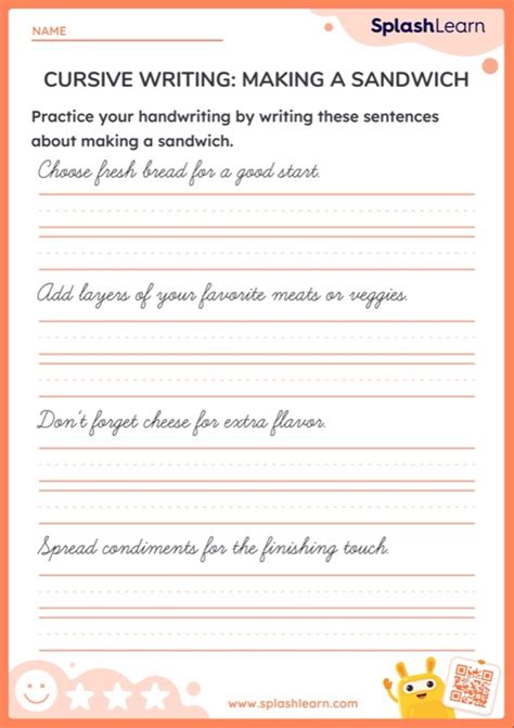 Cursive Writing Making A Sandwich Printable Ela Worksheet
