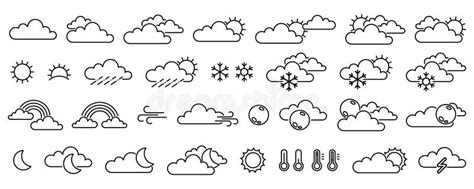 Weather Forecast Outline Web Icon Set Line Icons Collection Expanded