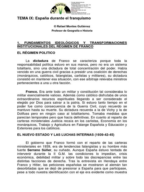 Espania Durante El Franquismo Pdf España Franquista Francisco Franco