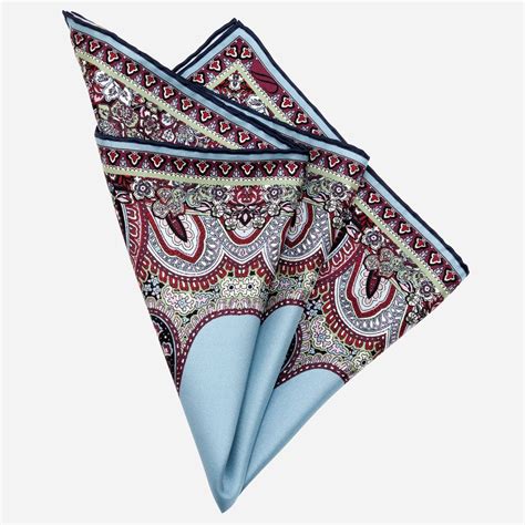 Blue And Burgundy Silk Pocket Square