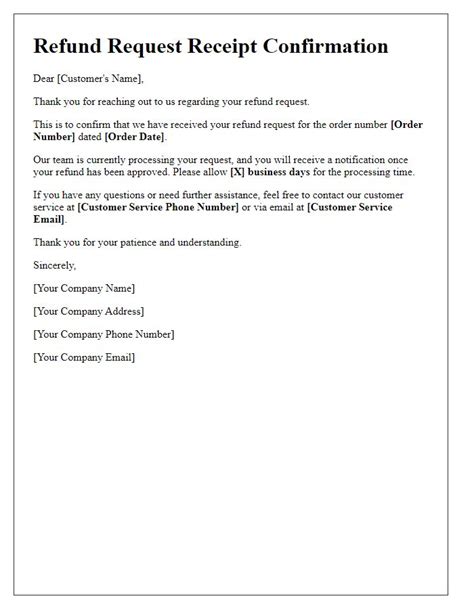 Letter Template For Refund Request Acknowledgment Free Samples In Pdf Letterin