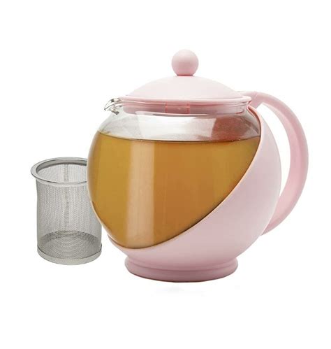 Primula 반달 찻주전자 탈착식 인퓨저 붕규산 유리 티 메이커 스테인리스 스틸 필터 식기 세척기 티몬