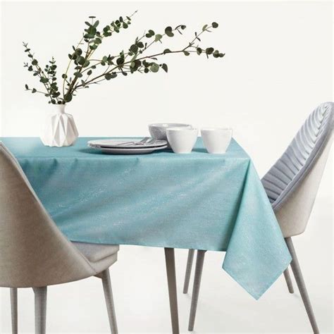 AmeliaHome Obrus Plamoodporny VESTA 120X120 BŁĘKITNY Loft style