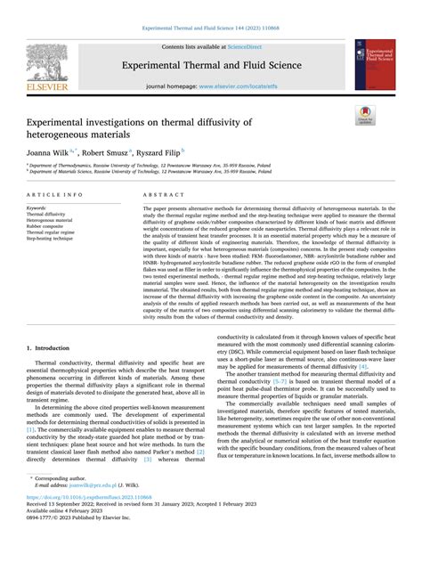 Pdf Experimental Investigations On Thermal Diffusivity Of