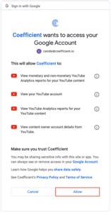 How To Connect YouTube To Google Sheets Coefficient