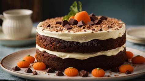 Traditional Brazilian Dessert Of Chocolate Carrot Cake Stock Illustration Illustration Of