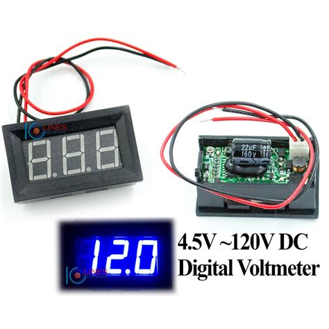 4 5v~150v Dc Digital Voltmeter Panel Mount Blue W Calibration 48v 60v