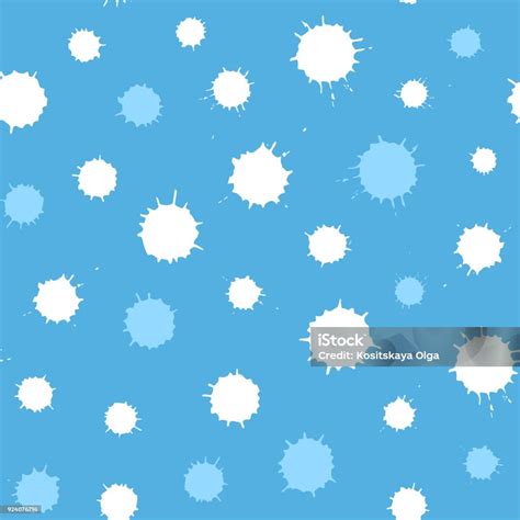 완벽 한 패턴입니다 파란색 배경에 잉크의 파란색과 흰색 오 점 반점 스플래시의 인쇄 직물 또는 종이의 장식적인 디자인에 사용할 수 있습니다 0명에 대한 스톡 벡터 아트 및