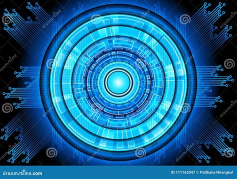 Abstract Blue Circle Circuit Technology Power Energy Light Design Modern Futuristic Background
