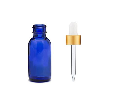 1 Oz Cobalt Blue Glass Bottle W Black Matt Gold Regular Glass Dropper