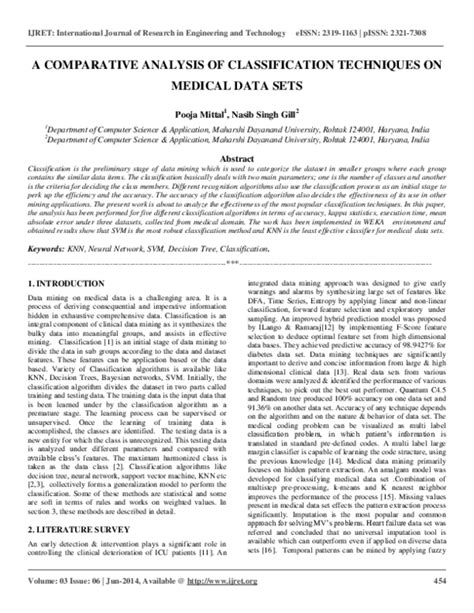Pdf A Comparative Analysis Of Classification Techniques On Medical