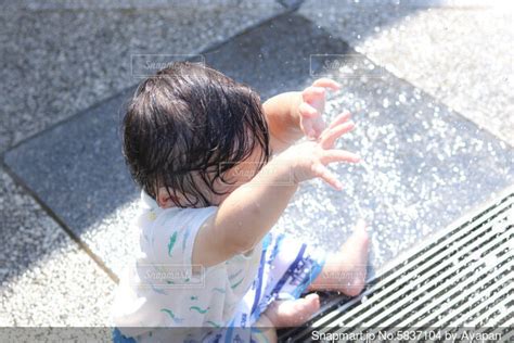 水遊びをする子供の写真・画像素材 5837104 Snapmart（スナップマート）