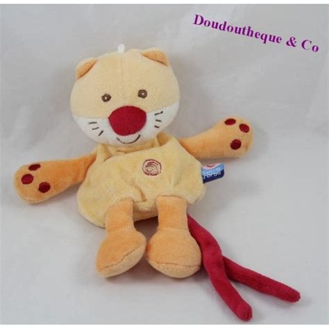 Doudou Cat Candy Cane Attached Nipple Orange 20 Cm Sos Doudou